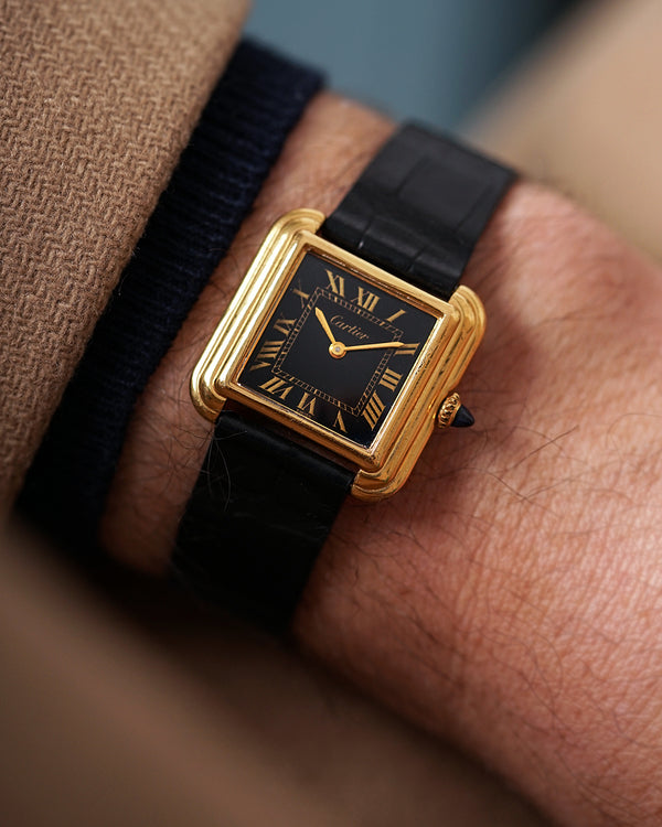 1970s Cartier Tank Stepped Case | "NEW YORK" Edition | Mécanique | Bla ...